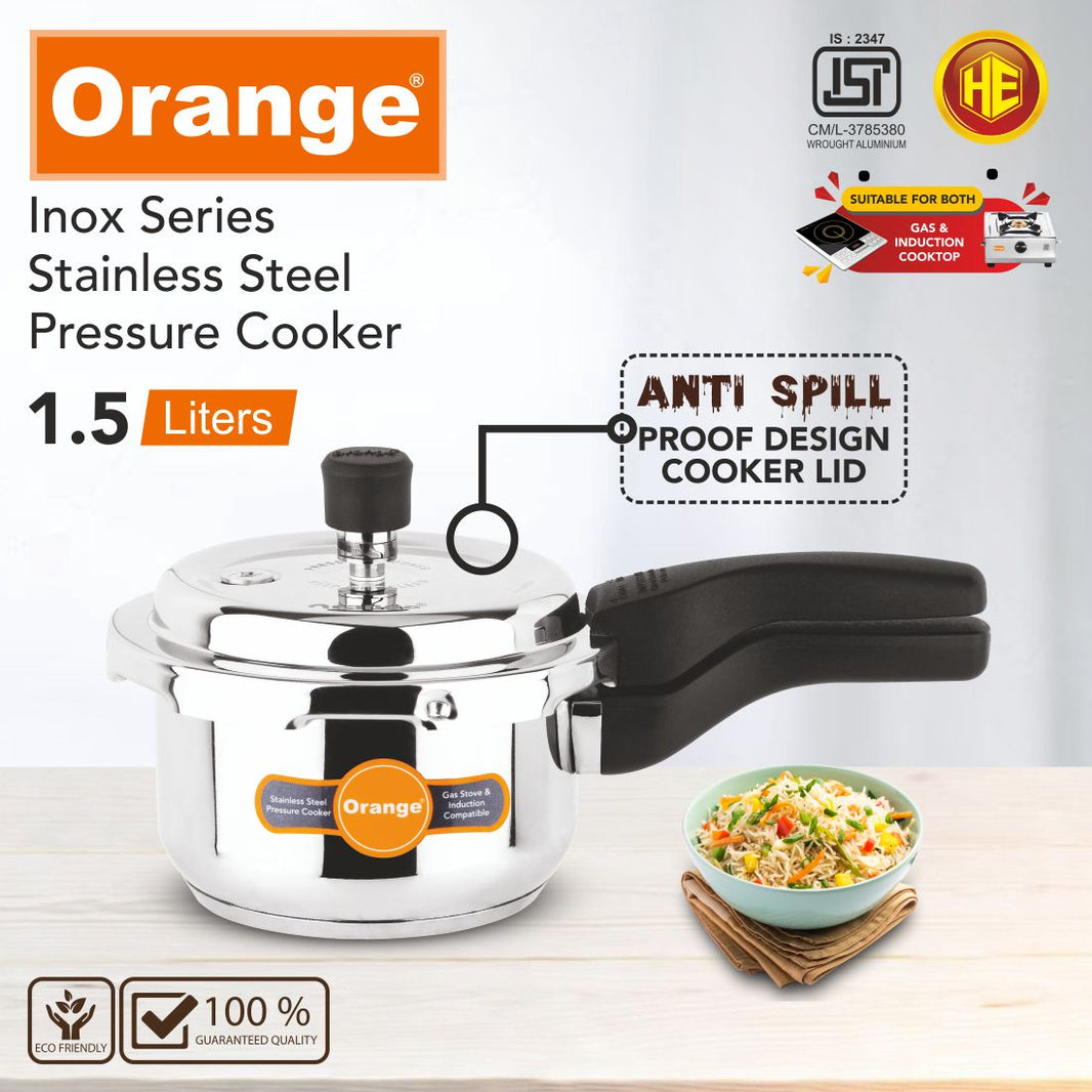 Stainless Steel Pressure Cooker – Orange Cookware